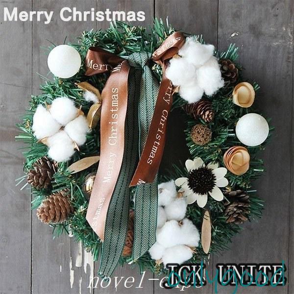 クリスマスリース 松かさ クリスマス 30cm 北欧風 手作り クリスマス用玄関飾り 壁掛け お祝い ドア 玄関 庭園 部屋 壁飾り ガーランド おしゃれ  ▲のクリスマスリースが登場！！▲デザインも個性的で、綺麗！▲素材:PVC▲カラー:...