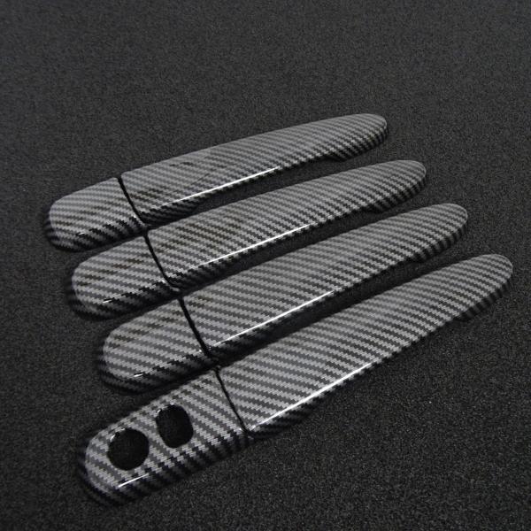 商品説明＞　大人気♪大好評♪新アイテム♪のカーボンルックドアハンドルカバー（8Pセット）になります。新アイテムになります♪やはりカーボン柄が入るとスポーティーさがすごくでますね♪これカーボン調ですが最近の転写の技術はすごいのでかなり本物に近...