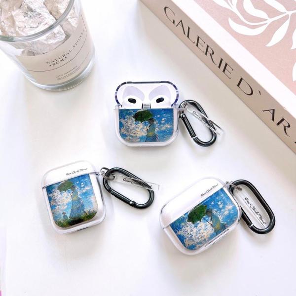 ケース本体素材：TPU (ソフトケース)・PC(ハードケース)対応機種：AirPods(第1/2世代)　AirPodspro(第1世代)　　AirPodspro(第2世代)　AirPods(第3世代)【セット品】ケース・巾着ポーチ・蓋外れ防...