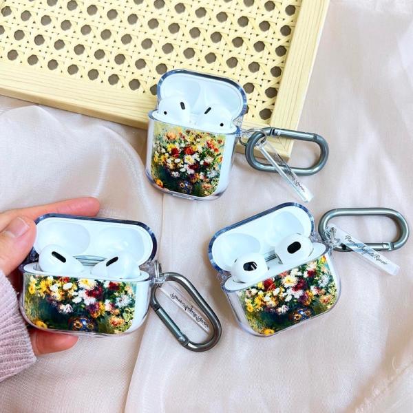 ケース本体素材：TPU (ソフトケース)・PC(ハードケース)対応機種：AirPods(第1/2世代)　AirPodspro(第1世代)　　AirPodspro(第2世代)　AirPods(第3世代)【セット品】ケース・巾着ポーチ・蓋外れ防...