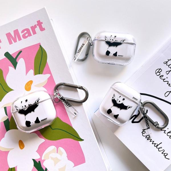 ケース本体素材：TPU (ソフトケース)・PC(ハードケース)対応機種：AirPods(第1/2世代)　AirPodspro(第1/2世代)　AirPods(第3世代)【セット品】ケース・巾着ポーチ・蓋外れ防止シール・カラビナフック・チャー...