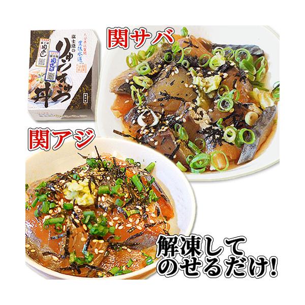 ご飯にのせるだけで極上の漬け丼に！大分県漁協佐賀関支店公認の仲買い業者「富士見水産」ならではの身質な関鯖を、高鮮度の状態で急速冷凍して袋詰めしました。[名称]りゅうきゅう[内容量]あじのたれ漬け65g×1、さばのたれ漬け65g×1、添付たれ...