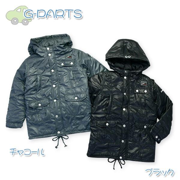 【男児キッズ】G-PARTS ミリタリー風タグ装飾ロゴプリント シレ加工中綿コート【100cm】【110cm】【120cm】【130cm】 メール便不可