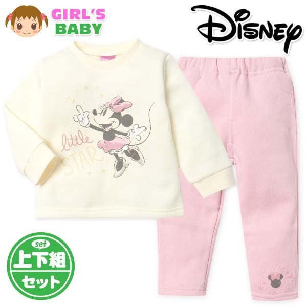●特 長・Disney(ディズニー)・ミニーマウス　・ミニーちゃん・裏起毛トレーナースーツ・上下組　・暖かい素材　・保温性・防寒性　・軽量/軽い・キャラクタープリント・襟/袖口リブ・ウエストゴム/ゴム入替口付き・スウェットスーツ/セットアッ...