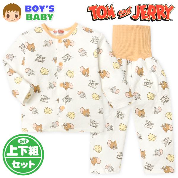 ●特 長・TOM and JERRY(トムとジェリー)・長袖パジャマ　・腹巻き付き・上下組　・ニットキルト・保温性　・肌側コットン100％・前開きボタン　・襟リブ・パンツ後ろマチ付き・お名前ネームタグ付き(トップス)・キャラクター総柄プリン...