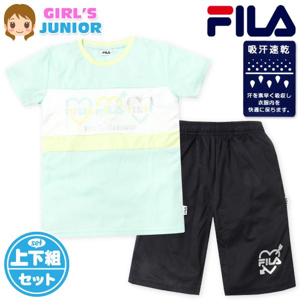 ●特 長・FILA(フィラ)・セットアップスーツ・半袖Tシャツ×ハーフパンツ・吸汗速乾/汗を素早く吸収・通気性　・襟リブ・配色切替　・箔ロゴプリント・ウエストゴム　・ドローコード付き・前閉じ　・ポケット2P・Tスーツ/上下セット/ジャージ・...