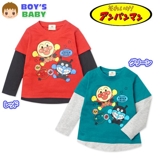 ●コメントこれ一枚でお洒落な着こなし♪重ね着風デザインアンパンマン長袖Tシャツ。優しい肌触りの天竺素材でやわらかく着心地いつでも快適◎前後に可愛らしいキャラプリント入りです☆●特 長・アンパンマン・長袖Tシャツ　・天竺・重ね着風/フェイクレ...