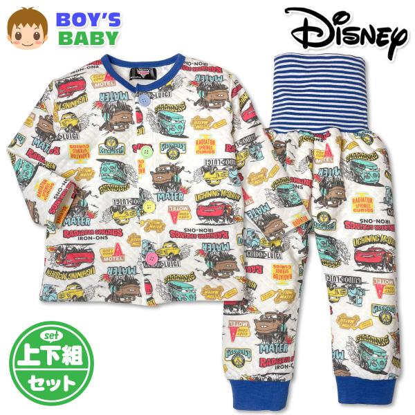 ●コメントディズニーキャラクターカーズの総柄が可愛いベビーパジャマ♪ふんわり柔らかなキルト素材で寒い季節もぽかぽか快適☆前開きボタンタイプでお着替えもラクラクです。パンツは腹巻付き仕様でお腹を冷やさず安心◎通園準備やお泊まりにもおすすめです...