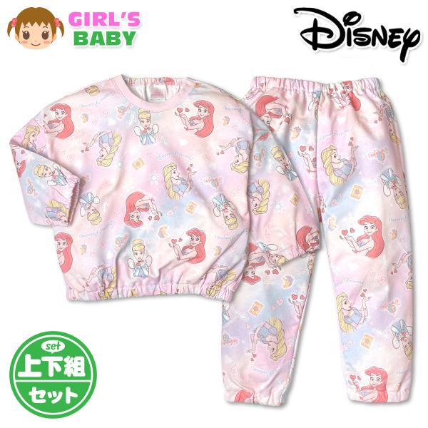 ●コメントディズニープリンセス柄のベビーパジャマが登場♪アリエル・シンデレラ・ラプンツェルなど人気プリンセスの総柄デザイン☆ゆったりシルエットで動きやすくウエスト総ゴム＋ゴム入れ替え口付き。お名前が書けるネームタグ付きで保育園のお泊まり用に...