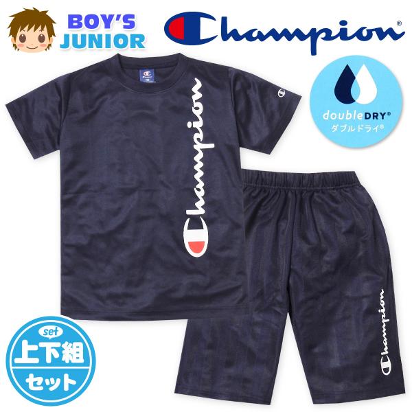 ●特 長・Champion(チャンピオン)・セットアップスーツ・半袖Tシャツ×ハーフパンツ・ダブルドライ/吸汗速乾機能・ドライで快適な着心地をキープ・裏メッシュ素材(トップスのみ)・シャドーストライプ柄(ボトムのみ)・ロゴプリント　・袖刺繍...