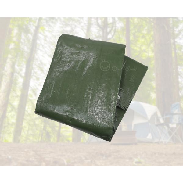 キャンプ・アウトドアの必需品　＃4000厚手シート【商品名】アウトドアシート＃4000　OD　3.6ｍ×3.6ｍ【仕　様】＃4000　UV材3％配合【サイズ】3.6ｍ×3.6ｍ（実寸 約3.48ｍ×3.5ｍ）【カラー】ODグリーン【重　量】...