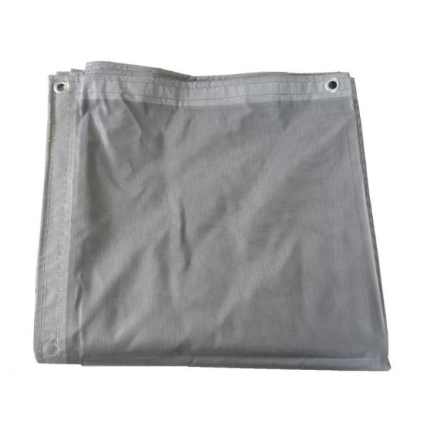 防炎メッシュシート　1.8ｍ×3.6ｍ　10枚入り　＃2054タイプ消防庁認定防炎ラベル付　輸入品ハトメピッチ：450ｍｍ色：グレー引張強さ(N)　たて：861　よこ：839伸 び 率(%)　たて：17.2　よこ：17.6引裂強さ(N)　た...