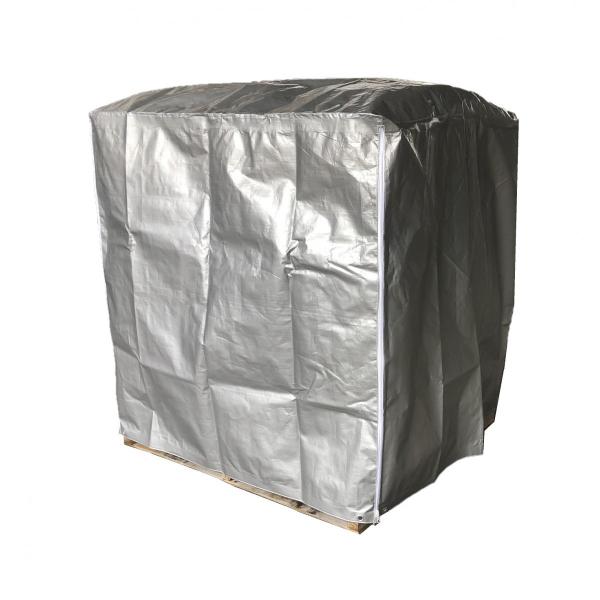 パレットカバー　ファスナー付き【サイズ】1200ｍｍ×1200ｍｍ×高さ1200ｍｍ【材　質】UVシルバーシート＃4000（ＵＶ剤配合ポリエチレン）【仕　様】一面ファスナー付き　　　　　下部四隅各2ヵ所ハトメ付き【用　途】輸送時の保護カバー...