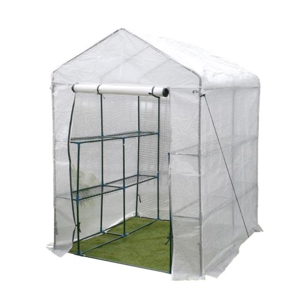 【発売日：2023年01月19日】園芸菜園用ビニールハウス　中　組み立て式サイズ：長さ143ｃｍ×幅143ｃｍ×高さ195ｃｍ（開口部の高さ：約140cm）棚板サイズ（1枚）：57cm×27cm※棚部分のジョイントをきつくはめこんでおられな...