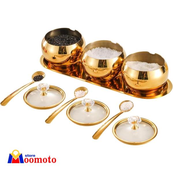 プレミアム品質：当社の304ステンレス製スパイスキャディは、耐久性と耐腐食性に優れた高品質のステンレススチール製で、長期間の使用に最適です。万能な収納ソリューション：この塩と砂糖のキャディセットは、キッチンの必需品を整理するのに最適です。付...