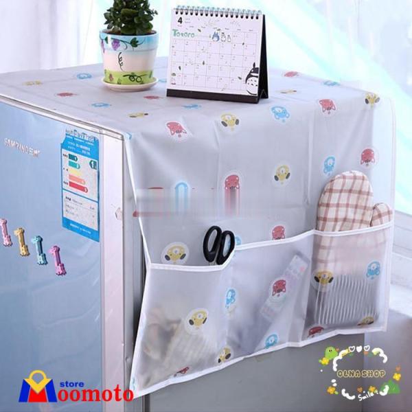 ■品名：防塵カバー■素材：PEVA■カラー：全3色■サイズ：129*54cm■生産地：：中国■適用電器：冷蔵庫■検索ワード：冷蔵庫 ダストカバー 汚れ防止 カバー 収納 ポケット 防塵カバー 収納袋付き 冷蔵庫上カバー 防水 小物入れ　布　...