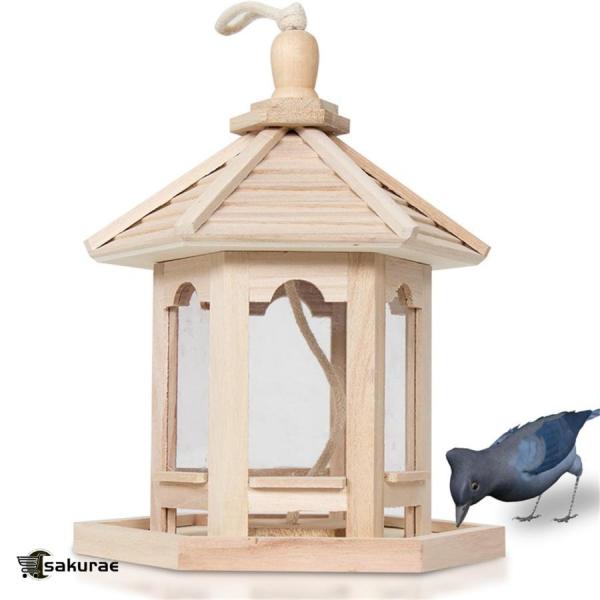 バードフィーダー木製 鳥 餌箱野鳥 餌 入れ 屋根 付き吊下げ 餌場 えさ台 鳥小屋 バードウォッチング 庭 鳩 おしゃれ 屋外デザイン 防水野鳥 給餌器 餌場 えさ台