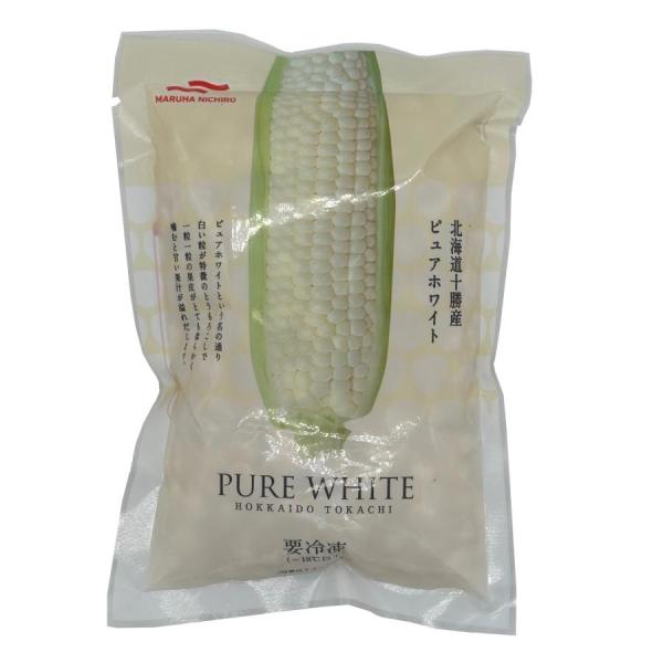 商品名「マルハニチロ　北海道十勝産ピュアホワイト　200g」抜群の甘さ！真っ白なトウモロコシ！幻の白いトウモロコシとしてメディアで話題になった「ピュアホワイト」ピュアホワイトは雪印種苗が開発した実の色は白く、フルーティーな甘味の品種です。ピ...