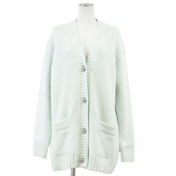 [ブランド]PRADA /プラダ[アイテム]カーディガン シャギーニット トライアングルロゴ ビジューボタン シフォンライニング ニット[シリーズ]PRADA プラダ ニット 40 レディース カーディガン シャギーニット トライアングルロ...