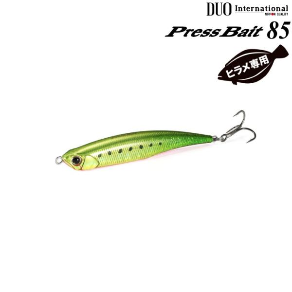 デュオ プレスベイト 85 ヒラメセレクション■Length：85ｍｍ■Weight：28ｇ■Type：重心固定・シンキング■Hook：＃6■Ring：＃3