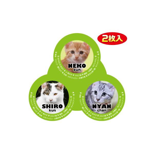 自分で撮ったネコちゃんの画像から、名前はもちろん、8項目のプロフィールが入れられるオーダーメイドステッカーの3匹用。愛猫のオリジナルステッカーが簡単に作れます。車用としても人気です。　●猫用プロフィール入りオーダーメイドステッカー（名前［ネ...