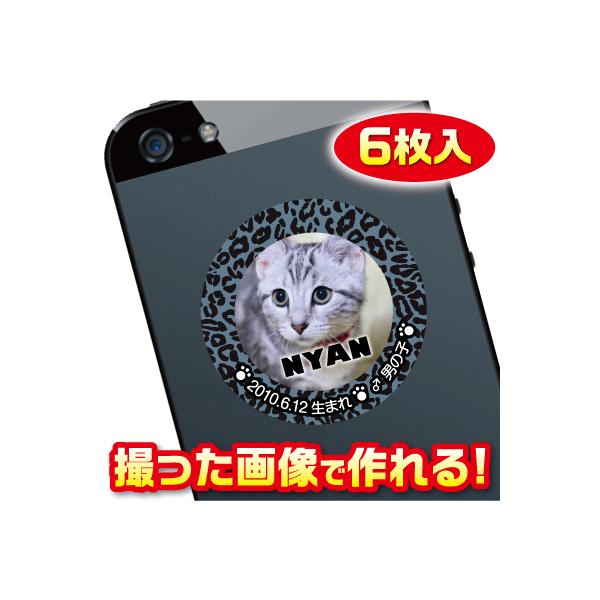 猫の名札に。自分で撮った愛猫の画像から作れて、名前やプロフィールも入れられるオーダーメイドステッカー。愛猫のオリジナルステッカーが簡単に作れます。スマホ用に最適なサイズなので人気です。　●猫用プロフィール入りオーダーメイドステッカー/シール...