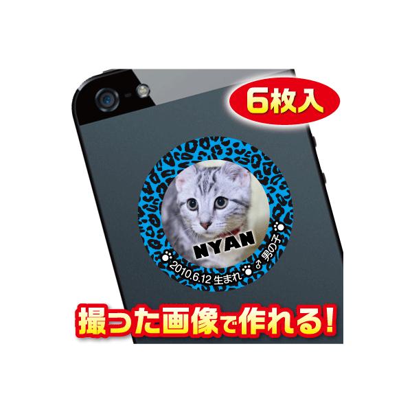 猫の名札に。自分で撮った愛猫の画像から作れて、名前やプロフィールも入れられるオーダーメイドステッカー。愛猫のオリジナルステッカーが簡単に作れます。スマホ用に最適なサイズなので人気です。　●猫用プロフィール入りオーダーメイドステッカー/シール...