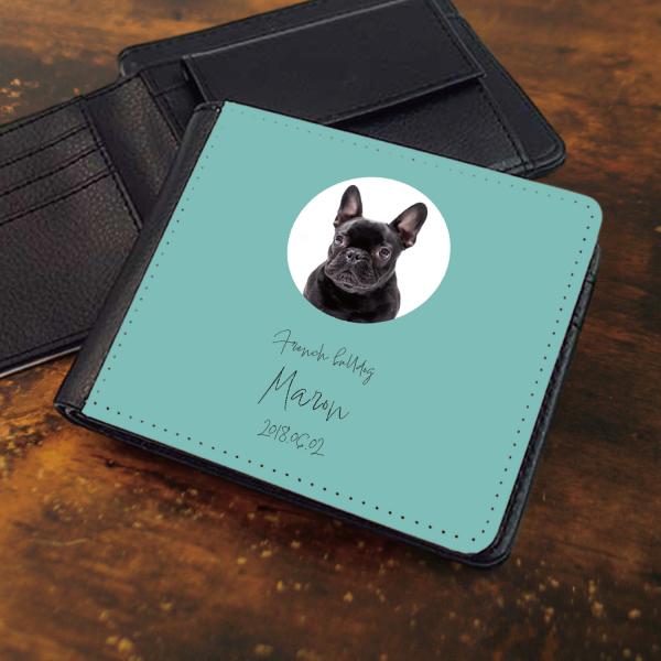 お気に入りの写真で大好きなうちの子（ペット）が二つ折り財布に♪世界にひとつだけのオーダーメイド財布を作らせて頂きます(^o^)うちの子グッズって、かわいい系のものばかりで、カッコいい系が無かったので作ってみました♪シックでシンプル、スタイリ...
