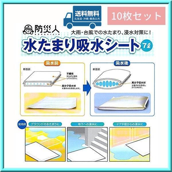 ■メーカー名：第一衛材株式会社■内容量：10枚入■商品サイズ：360mm×550mm■袋サイズ：幅395mm×奥行625mm×高さ17mm■重量：約510g・地下への浸水、天井からの漏水、グラウンドの水たまり等、置くだけで水を素早く吸い取り...