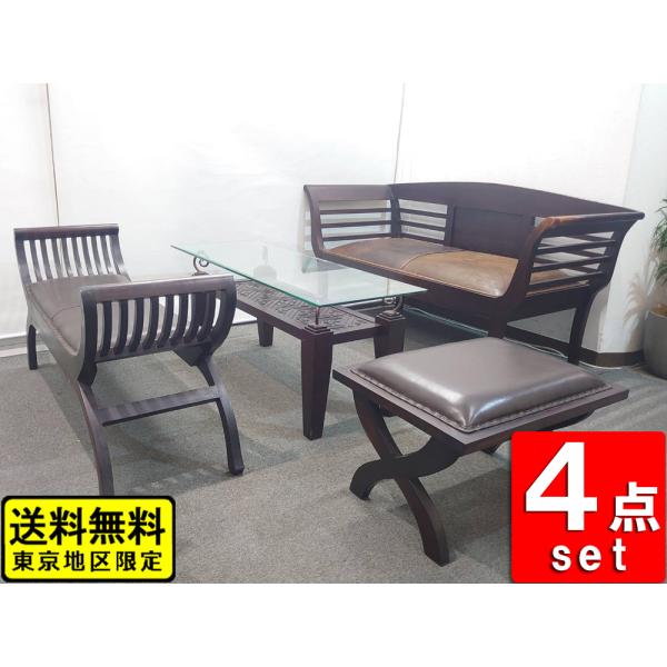 商品コード：Y4I-00799サイズ：　ガラステーブル/幅1200mm×奥行き450mm×高さ495mm　ソファー/幅1600mm×奥行き630mm×高さ795mm　長椅子ソファー/幅1270mm×奥行き405mm×高さ600mm　オットマ...