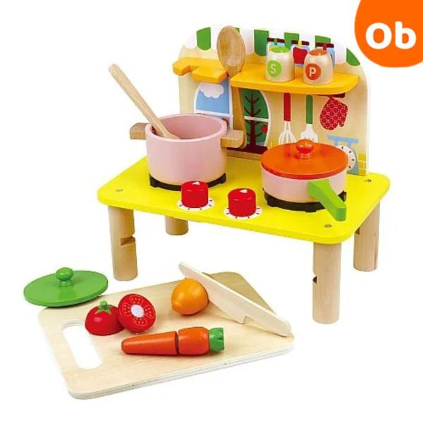 充実した機能の本物みたいなキッチン！ くりかえし遊べる！商品サイズ：本体／300×176×270mmセット内容：コンロ×1、まな板×1、鍋×1、フライパン×1、ナイフ×1、ヘラ×1、にんじん×1、トマト×2、レモン×1、ボトル×2重量：18...