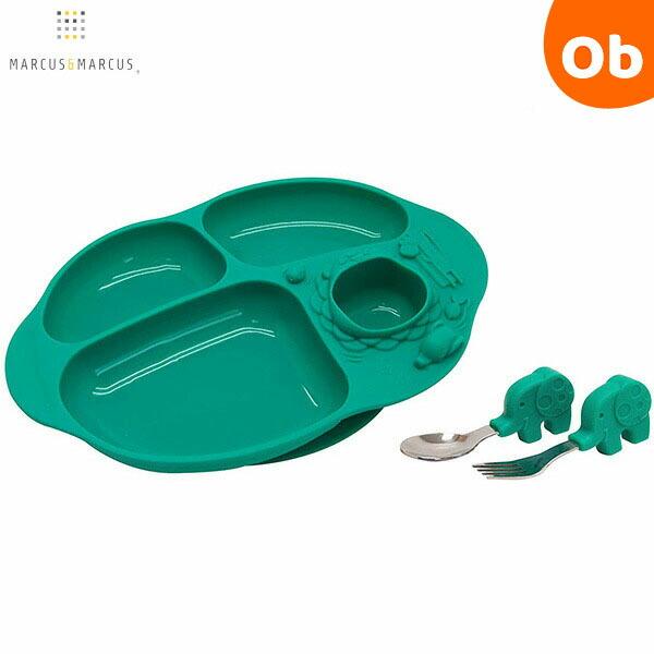 パームグラスプスプーン＆フォークとヤミーディップスプレートのセットです。パームグラスプスプーン＆フォークは、短くて特徴的なグリップはが正しい持ち方とされる「鉛筆持ち」が直感的に身に付く設計。ヤミーディップスプレートは、吸盤式の底面でテーブル...