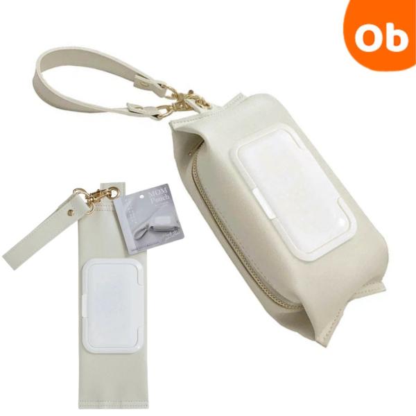 赤ちゃんとおでかけするときも、ファッションを楽しみたいママへ送る【おでかけポーチシリーズ】スマートで清潔感のあるフェイクレザー生地がシンプルでオトナカワイイ! 【ご使用方法】1　収納目安サイズ以内(約10×15×厚み5cm以内)のおしりふき...