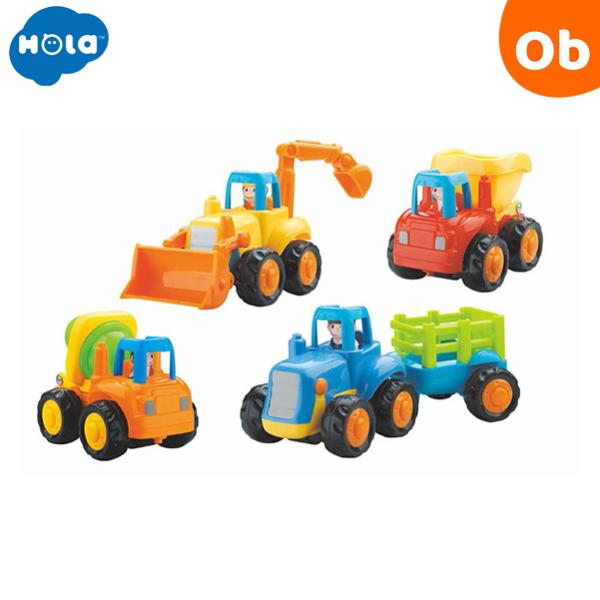 ボリューム満点のはたらくくるま4点セット。バッテリー不要で走るフリクションカー。くるまデビューにぴったり。前に押すとビューンと走ります。ショベルですくったり、ミキサーを動かしたりのてあそびを楽しみながら、車を走らせることができます。■対象年...