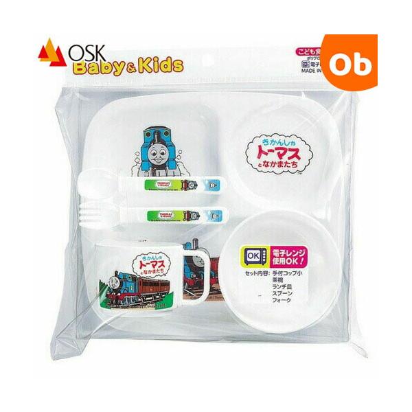 トーマスの子供食器セットです。商品内容：手付きコップ小・茶碗・ランチ皿・スプーン・フォーク■サイズ：パッケージサイズ：245mm×250mm×76mm手付コップ　 サイズ：74ΦＸ97ＸH59mm　　容量：180ml茶椀　　　　 サイズ：1...