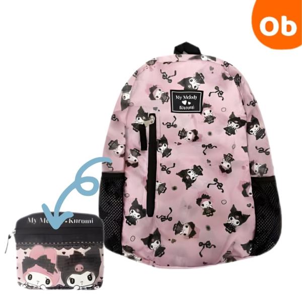 大人気サンリオキャラクターのグッズお出かけに便利なリュックサック折りたたんで持ち運べる便利アイテム。ダークガーリーな可愛いデザイン普段使いから旅行まで幅広く活躍するおしゃれな収納バッグ両サイドにメッシュポケットありでボトルや小物収納にも便利...