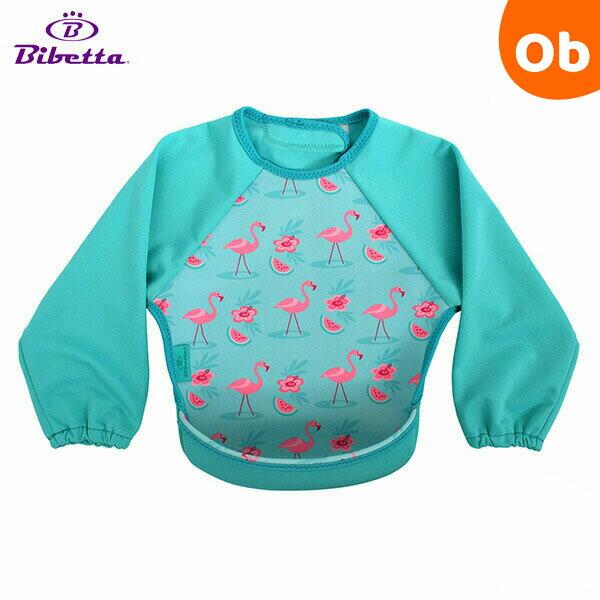 イギリスで人気のお食事エプロン！柔らかウェットスーツ素材！！●ウェットスーツ素材と防水素材でできた、とっても軽くて軟らかい袖付きのベビー用エプロンです。●裾をまくれば、立体的で大きな食べこぼしキャッチ用ポケットが登場！床に落ちる食べこぼしも...