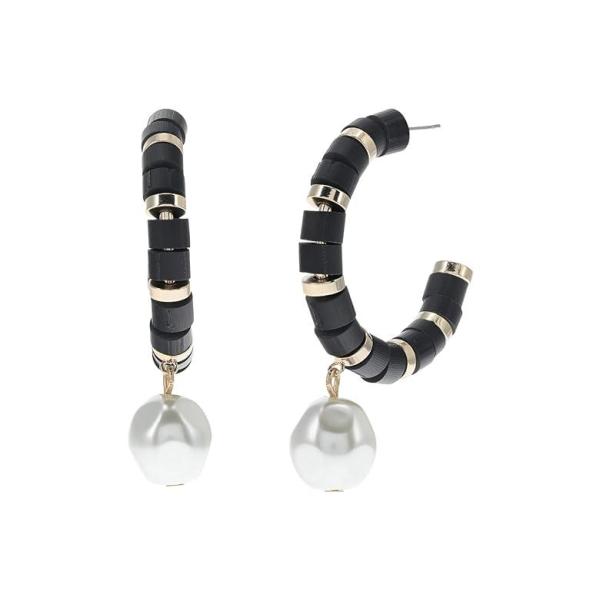 商品名：Karl Lagerfeld Paris  Post Beaded Hoop w/ Drop Earrings WOMEN色：Gold/Black※こちらの商品は海外お取り寄せ商品となっております。商品到着まで約2、3週間前後のお時...