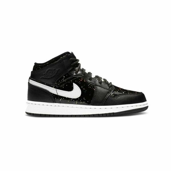 【状態】 新品NIKE Air Jordan 1 GS Grade School Mid SE Black Speckle Glitter Running Shoes White AV5174-001エア ジョーダン 1 ジーエス グレード...