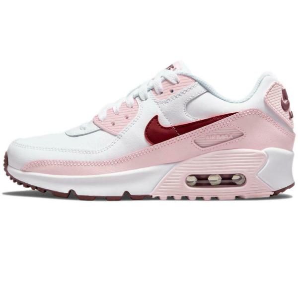 【状態】 新品NIKE Air Max 90 Leather Low Shoes GS Grade School Casual Sneakers Running White Pink Red CD6864-114エアマックス レザー シュー...