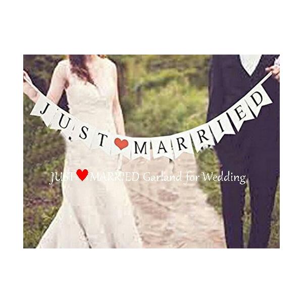 結婚式やパーティなどの撮影にぴったりのJUST MARRIEDのガーランドセットです。ウェディングの気分も盛り上がりますね。プレート12枚とリボンが付いたセットとなります。リボンは通っていない状態でお届けとなりますので、持ち運びもコンパクト...