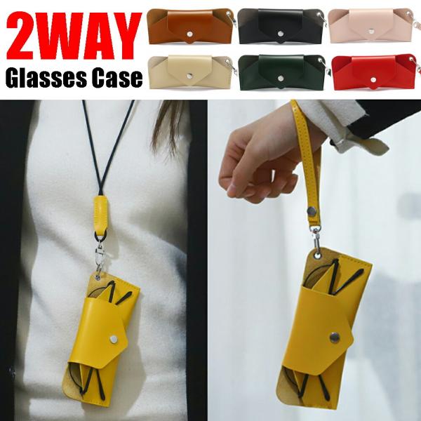 カラビナで簡単に付け替え可能な長さの違うストラップが2本付いた、メガネサングラスケースです。短い方はバッグなどに引っかけたりでき便利です。長い方はネックストラップしてご使用可能です。車内などでもどこかに引っかけておけば、サッと使えて便利です...