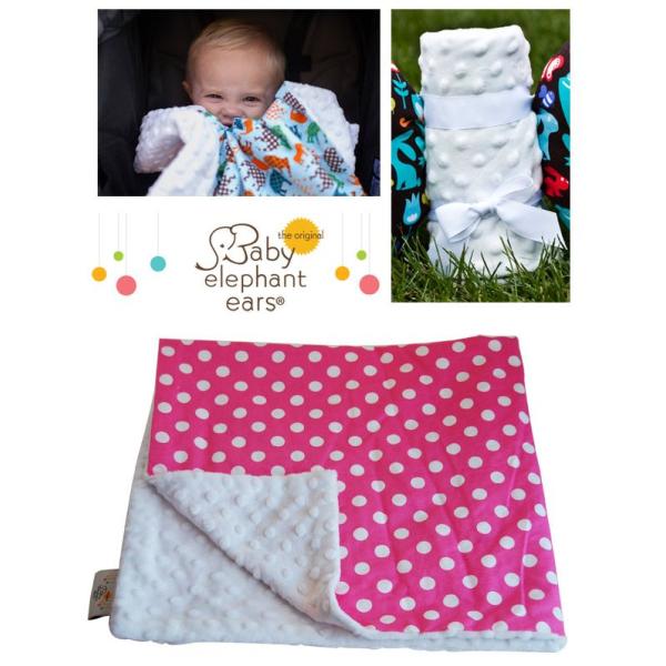 個性的でオシャレなアメリカのベビーブランド、Baby Elephant Earsのブランケットです。リバーシブルタイプになっていて、表地はコットンのプリント地、裏地はベロア調のホワイトのドット模様の素材です。ふんわりとした柔らかく肌触りの良...