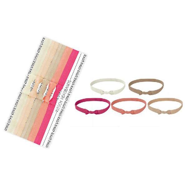 レビューを書いてメール便送料無料！LA発のブランドKitsch（キッチュ）のヘアバンド。Pretty in Pinkは濃いピンクからアイボリーまでの5色のリボン型モチーフ5本セットです。その日の気分やファッションに合わせてコーディネートでき...