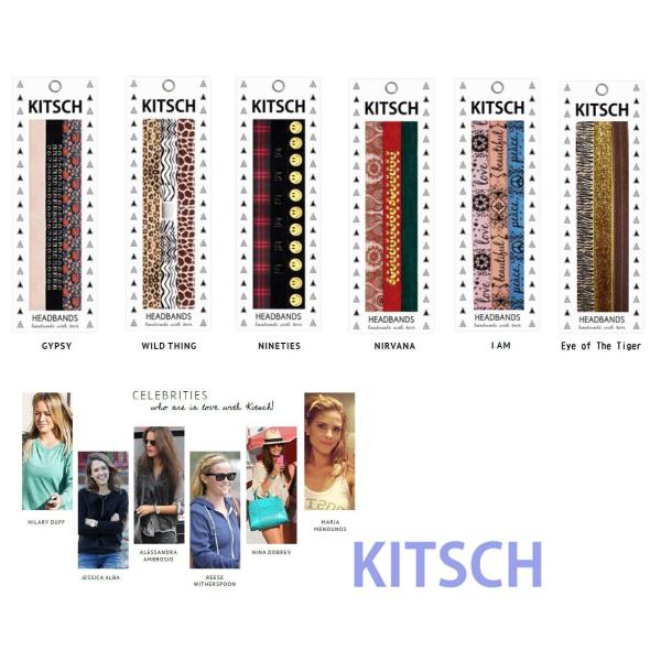 レビューを書いてメール便送料無料！LA発のブランドKitsch（キッチュ）のヘアバンド。おそろいのHair Tiesをブレスレットにして、一緒に身につけてもオシャレです。Hair Tiesと同じ素材なので締めつけ感が少なく、跡が付きにくいヘ...