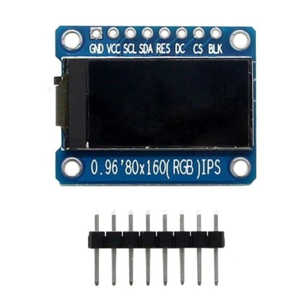 0.96インチ、80×160、65KフルカラーIPS液晶モジュールです。ST7735S使用でArduino、ESP32等で簡単に使えます。M5Stamp Picoにもぴったりです。