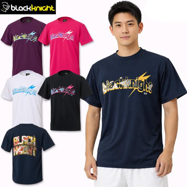 black knight(ブラックナイト)のドライＴシャツです。スクリーントーンデザインの力強い迫力があるロゴが特徴のbkTシャツ。