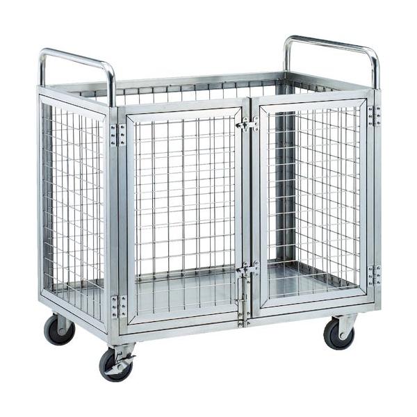 [特長]●本体およびキャスター金具まで全てＳＵＳ３０４製ですので、さびにくく、クリーンルームでもご使用になれます。[仕様]●均等荷重(kg)：300●長さ(mm)：900●幅(mm)：600●高さ(mm)：157●ハンドル高さ(mm)：96...