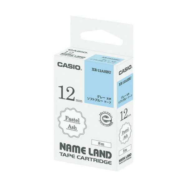 [特長]●淡いカラーのテープの上に、グレーで文字を印刷しています。●落ち着いた印象で、ネームラベルやインテリア装飾などにぴったりです。[仕様]●テープ幅(mm)：12●テープ色：ソフトブルー●テープ長さ(m)：8●文字色：グレー文字●適合機...