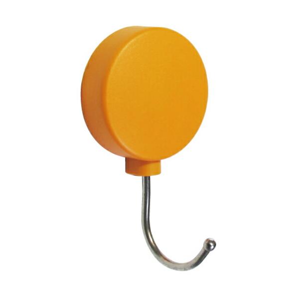 [特長]●フック部分が左右にスイング、収納できるので未使用時邪魔になりません。●磁着面に特殊すべり止めが貼ってあり、相手面を傷つけず、汚しません。[仕様]●平行耐荷重(kg)：3●色：橙●縦(mm)：80●横(mm)：45●厚さ(mm)：8...